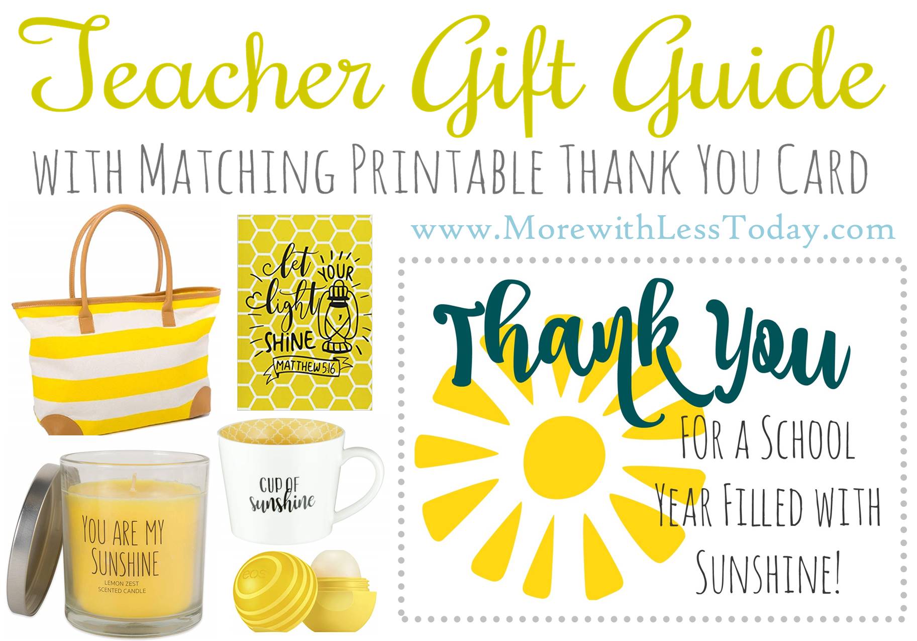 Sunshine Themed End Of Year Teacher Appreciation T Idea With A