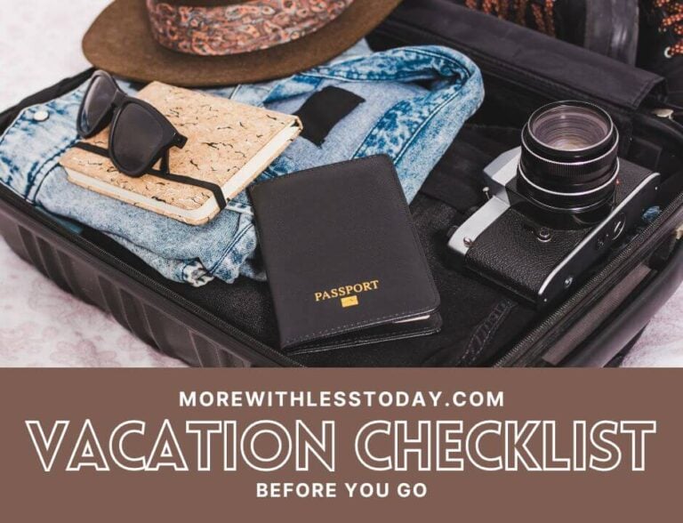 Vacation Checklist Before You Go - More With Less Today